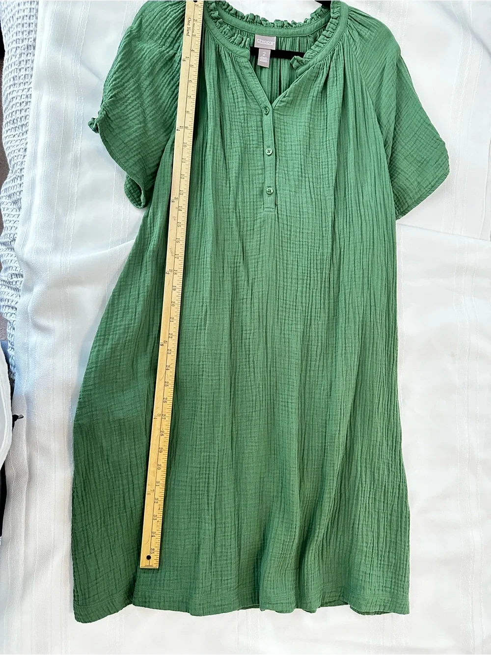 Chico's | Dresses | Chicos Green Shortsleeve Gauze Henley Midi Dress ...